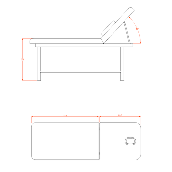 Camilla altura fija, 2 cuerpos – Palma Salud